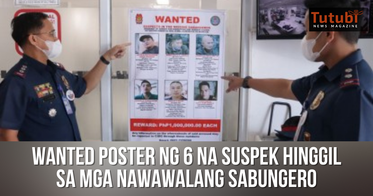Wanted poster ng 6 na suspek hinggil sa mga nawawalang sabungero ...